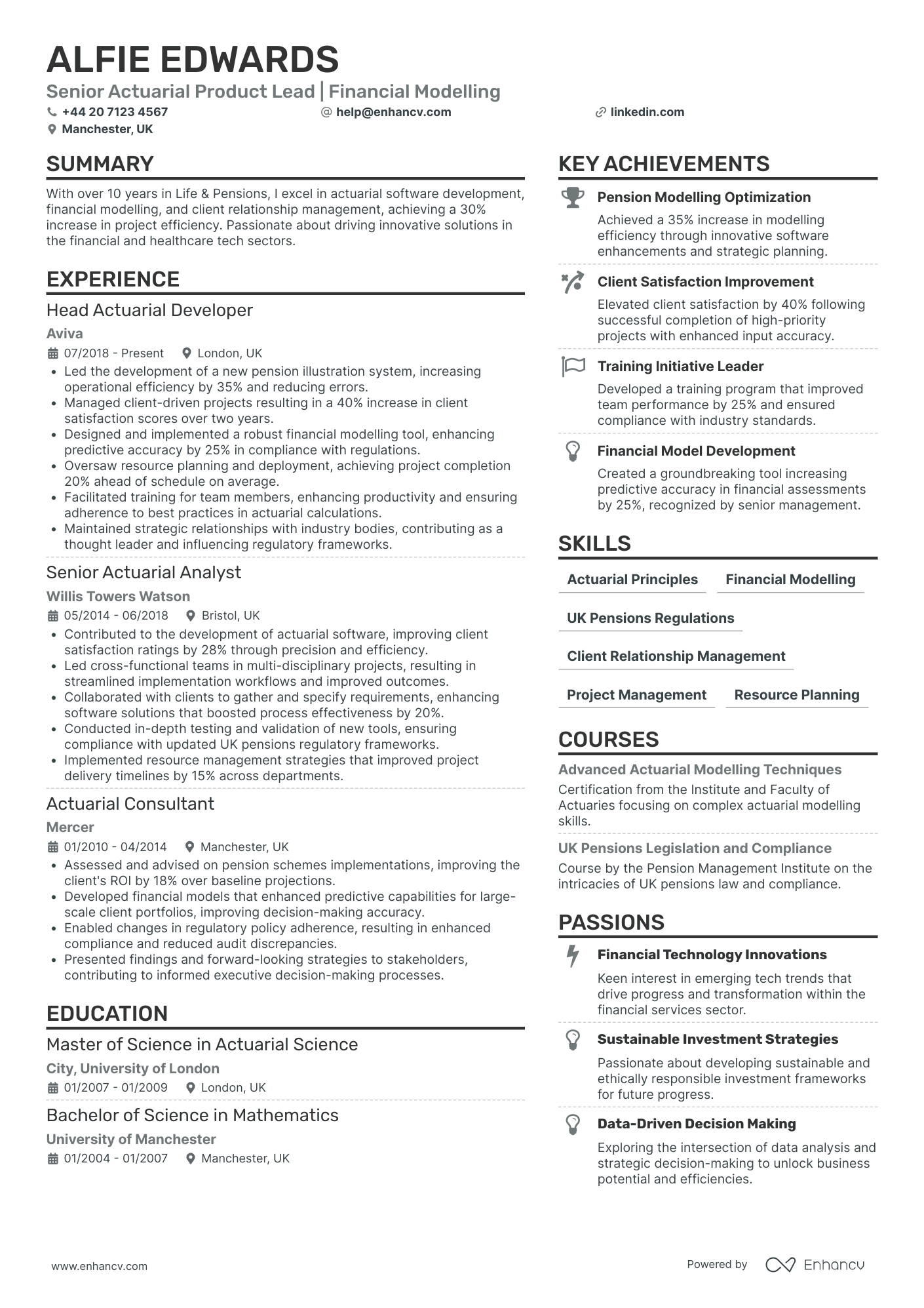 Actuary CV Examples & Guide for 2026