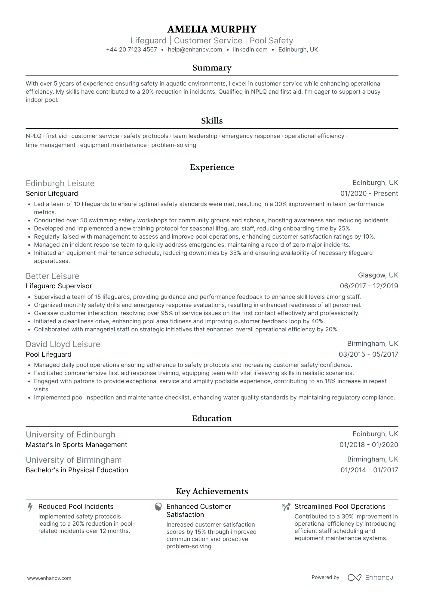 Lifeguard CV Examples & Guide for 2026