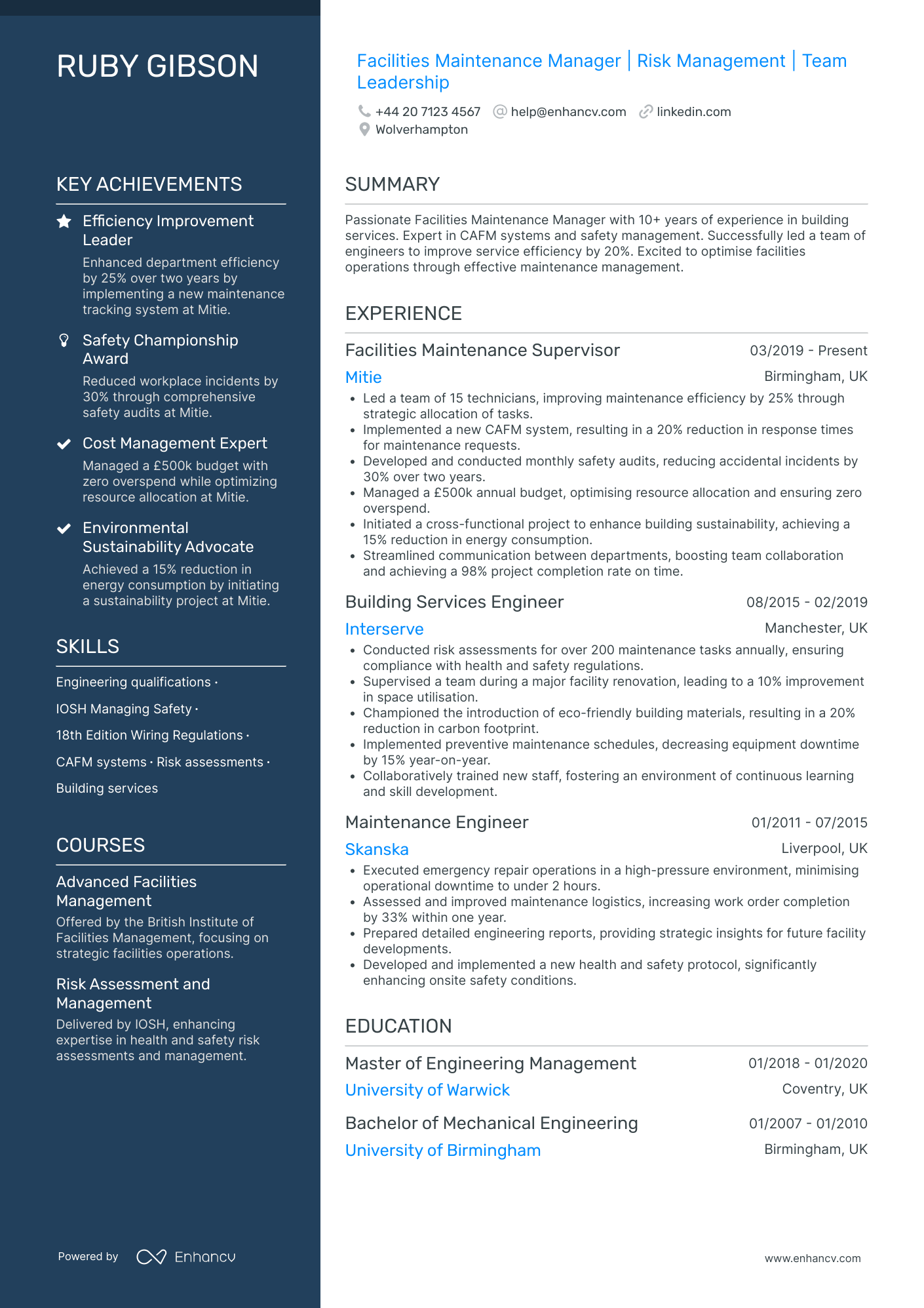 Facility Manager CV Examples & Guide for 2026