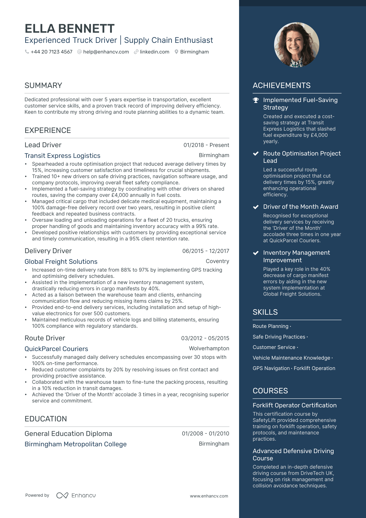 Truck Driver CV Examples & Guide for 2025