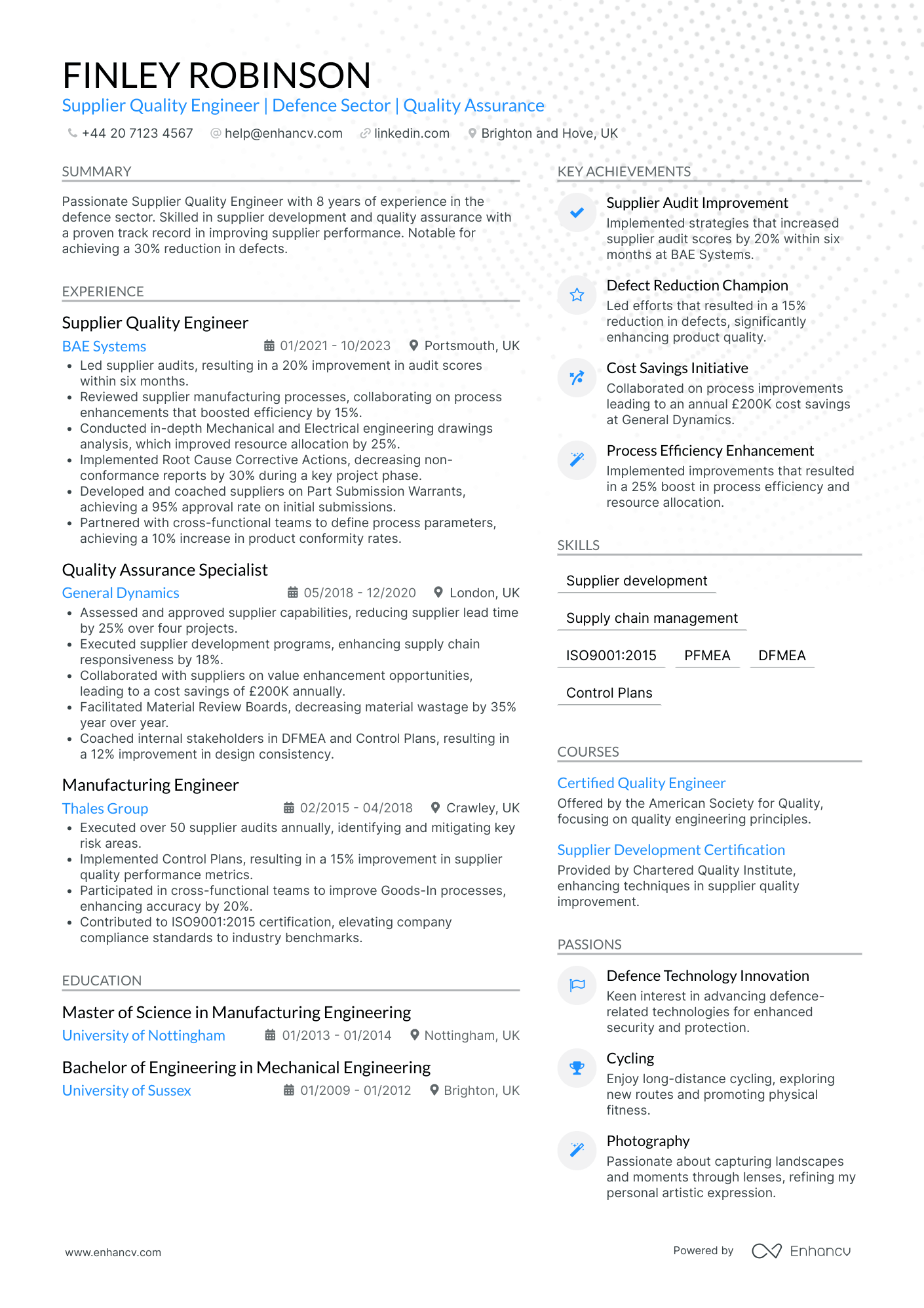 Quality Engineer CV Examples & Guide for 2026