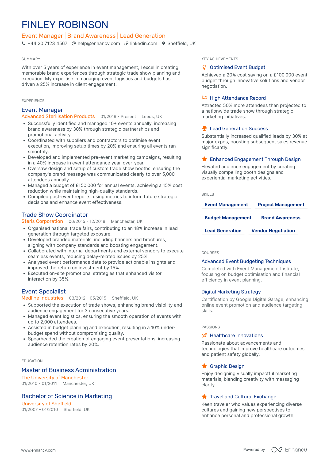 Events Manager CV Examples & Guide for 2026