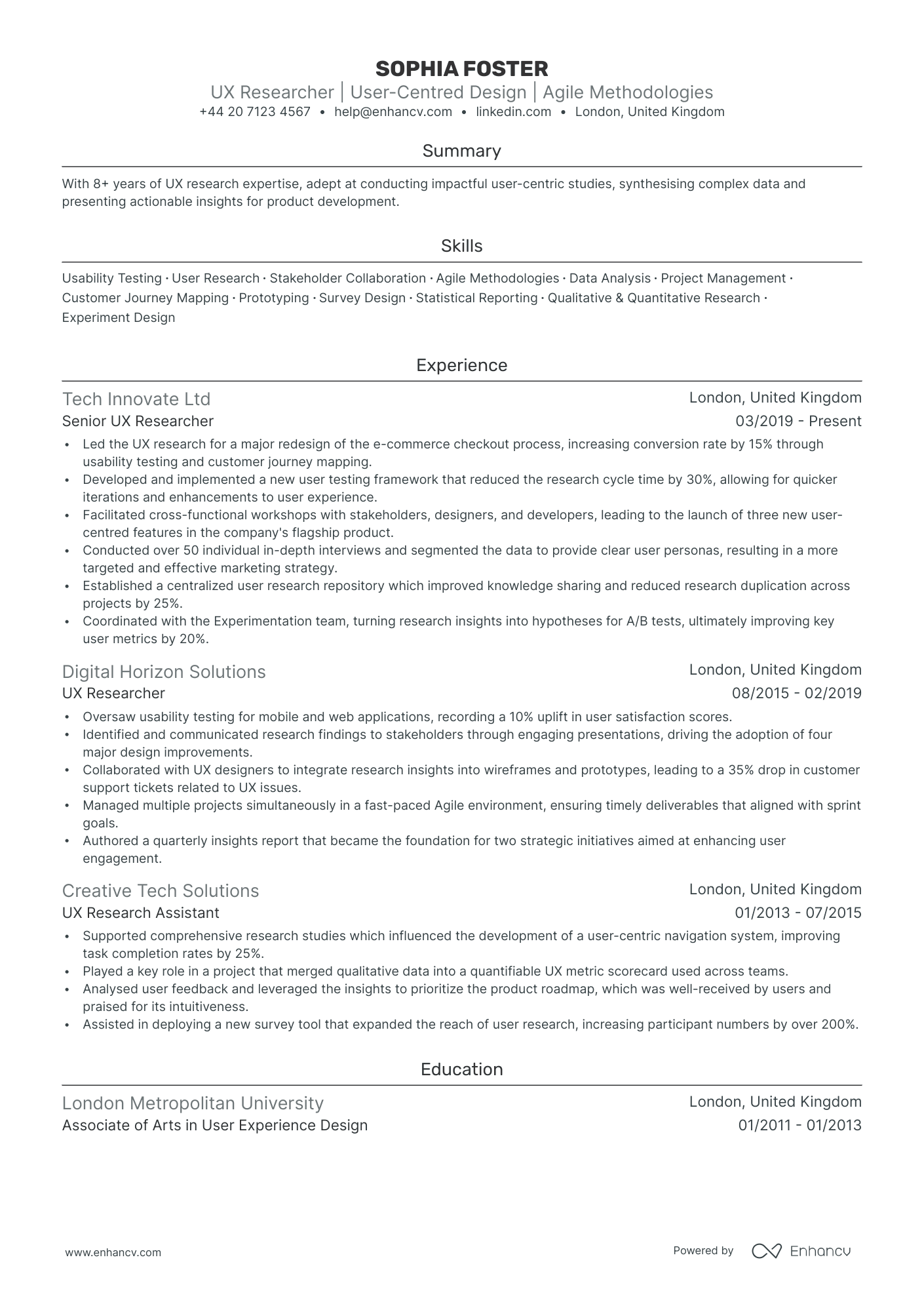 UX Researcher CV Examples & Guide for 2025