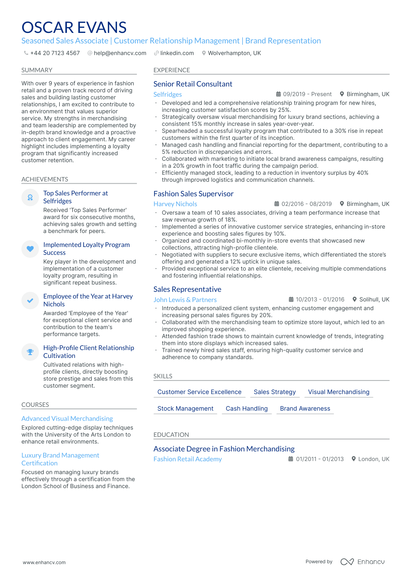 Fashion Retail CV Examples & Guide for 2025