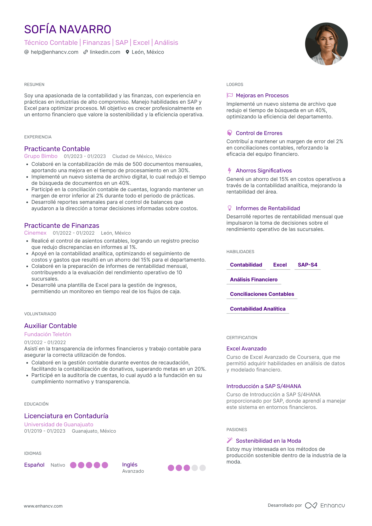 CV Contabilidad: Modelos y Ejemplos de Currículum Vitae