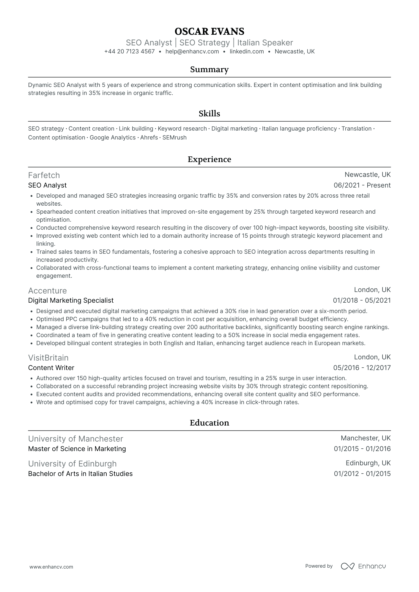 SEO CV Examples & Guide for 2026