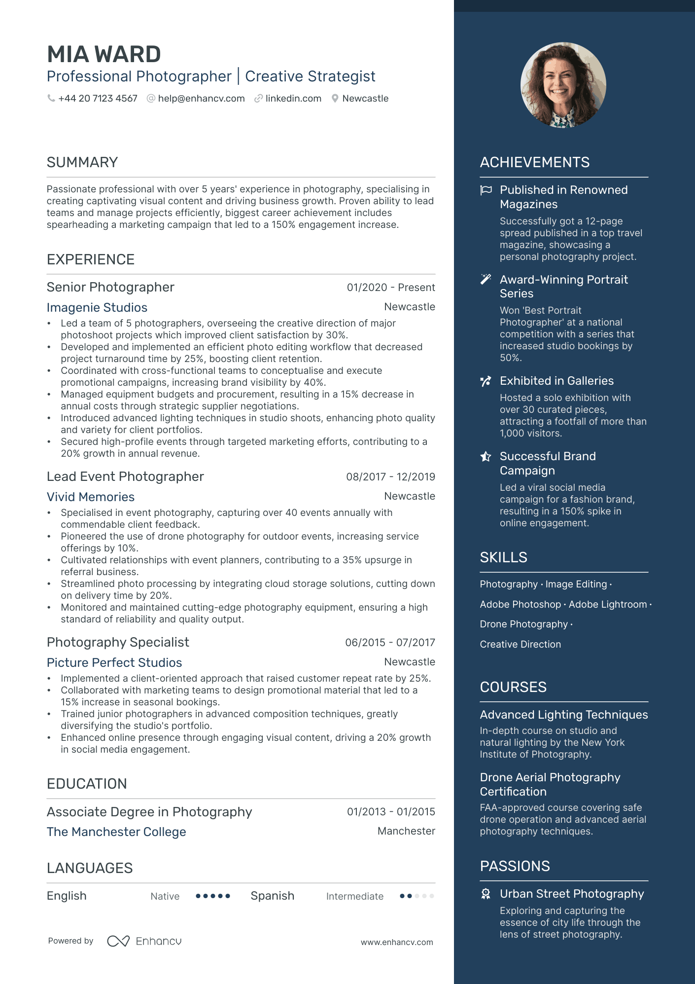 Photographer CV Examples & Guide for 2025