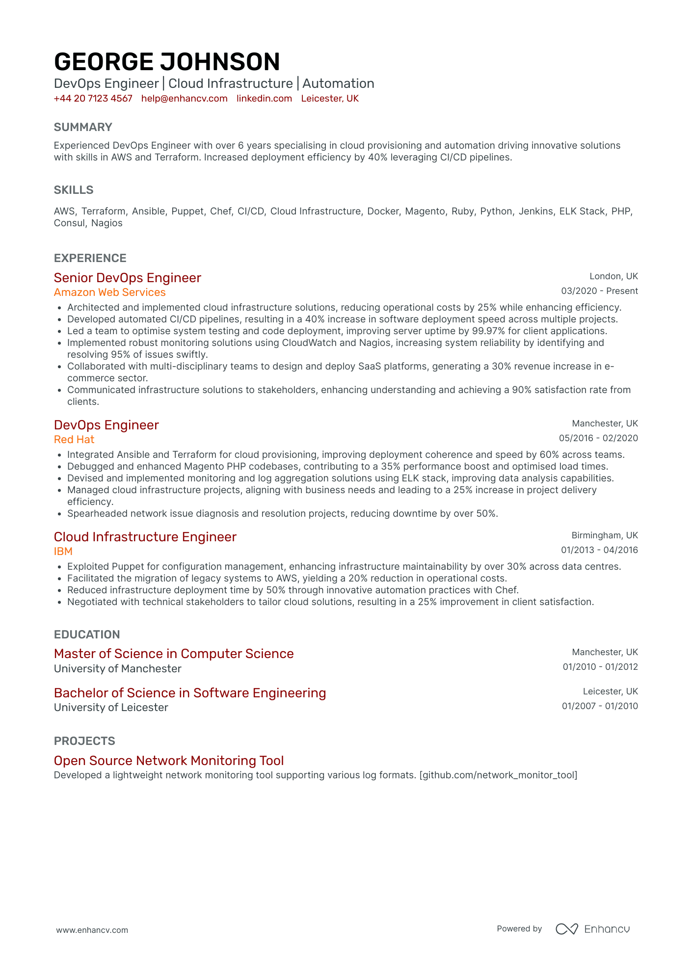 Devops Engineer CV Examples & Guide for 2026