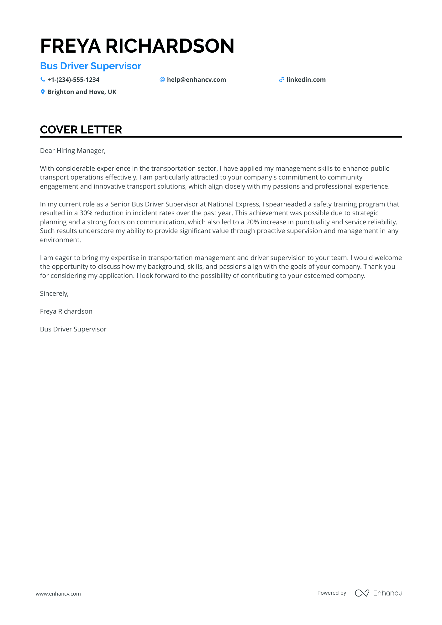 Bus Driver Cover Letter Examples & Guide for 2025