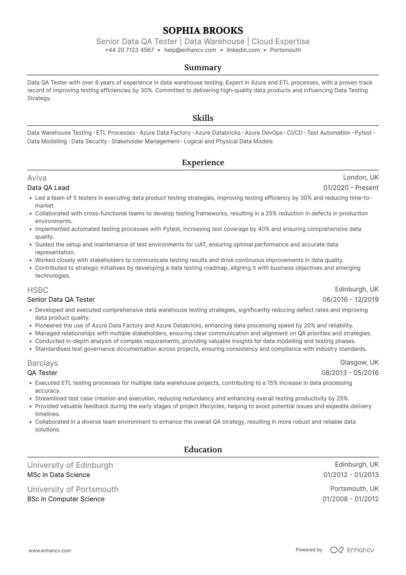 QA Tester CV Examples & Guide for 2025
