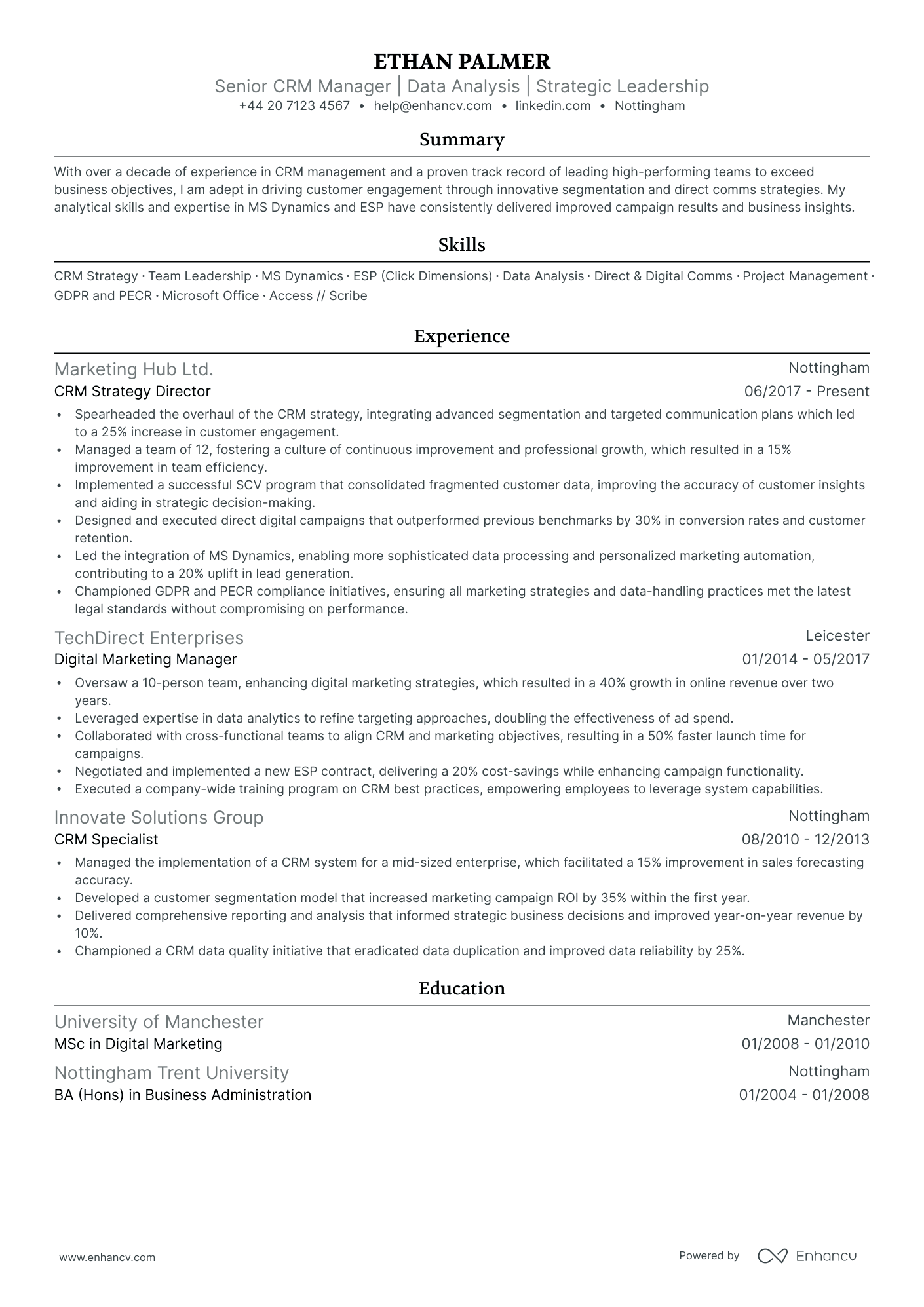CRM Manager CV Examples & Guide for 2025