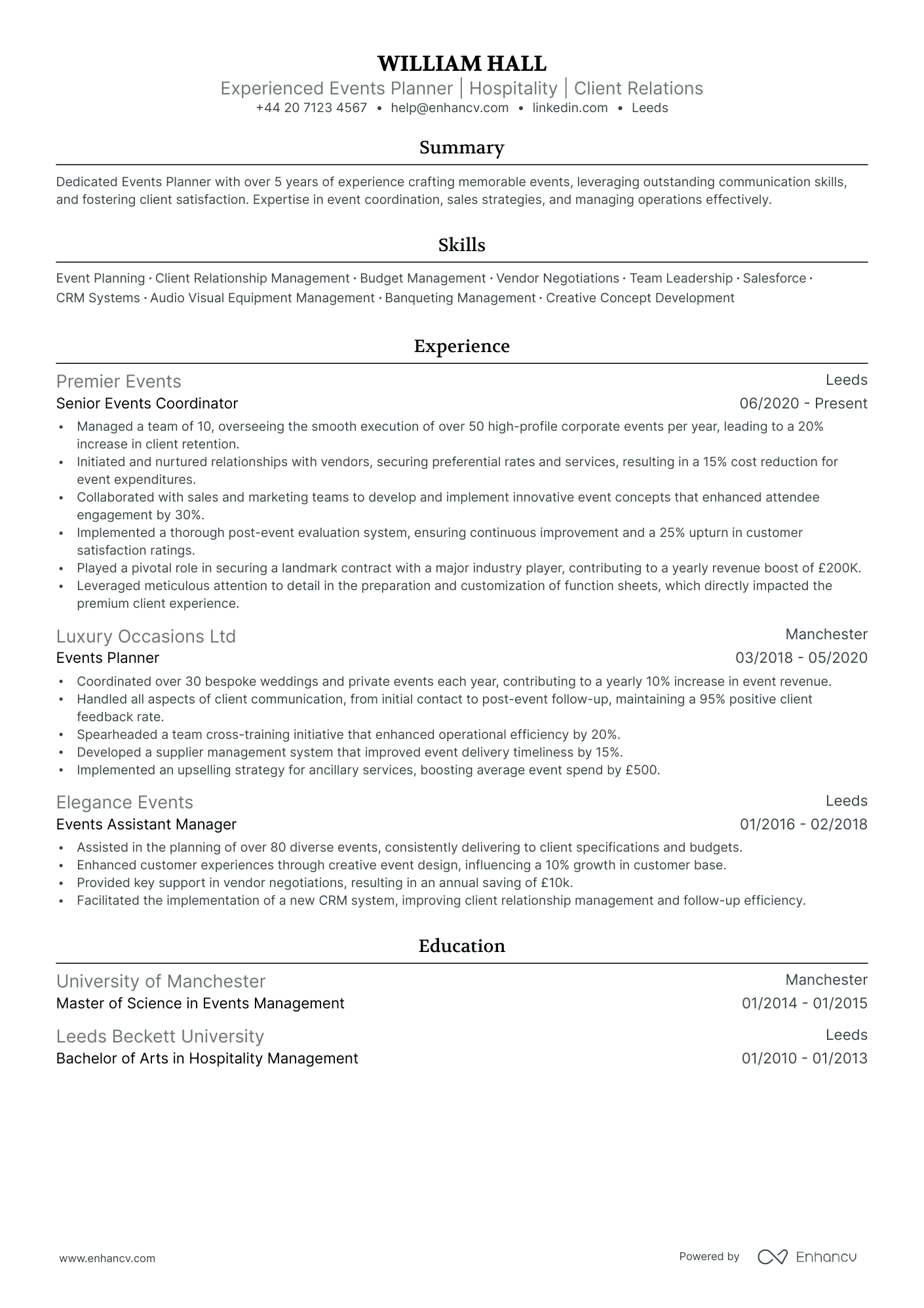 Event Planner CV Examples & Guide for 2025