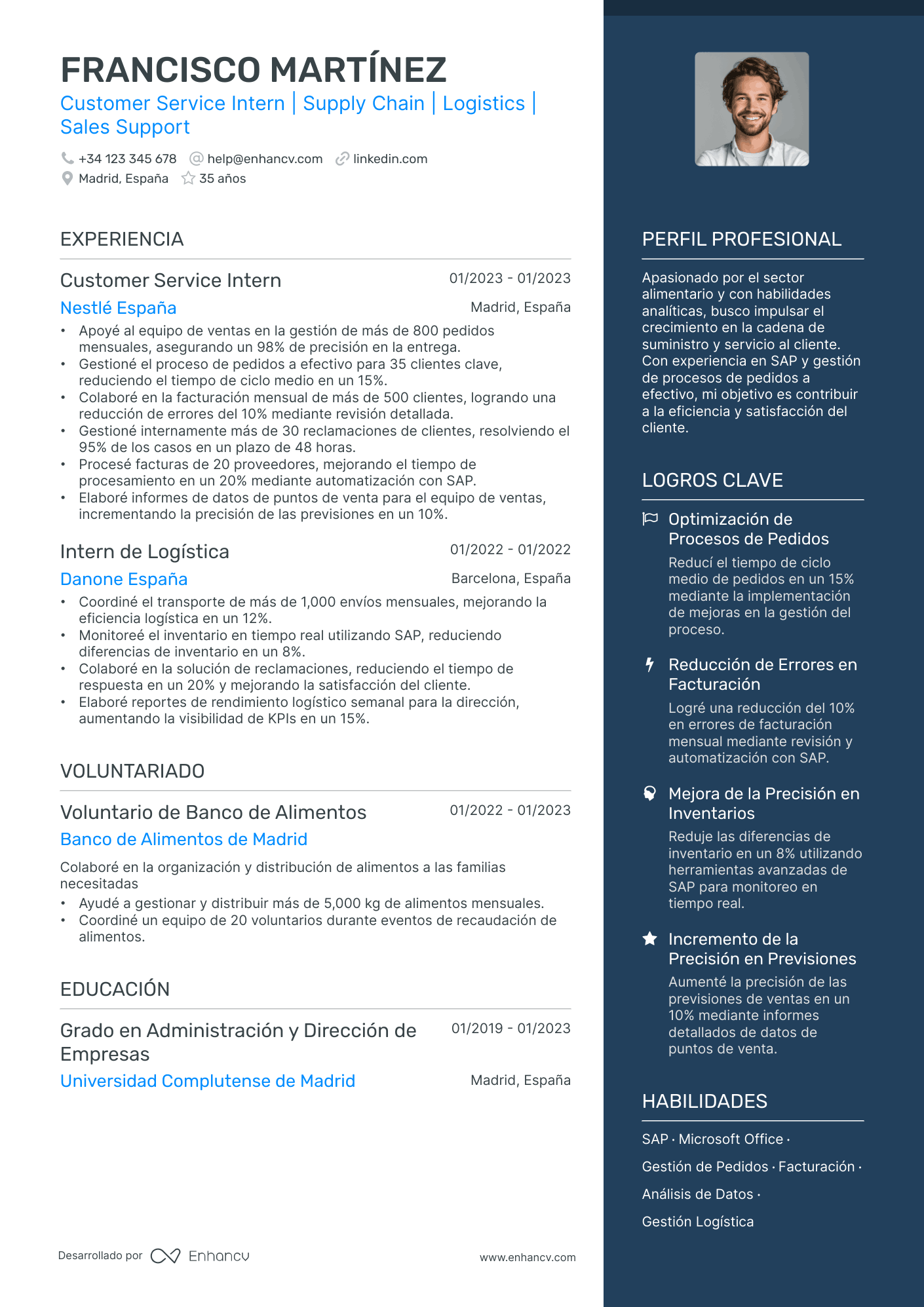 CV para Prácticas Profesionales y Pre-Profesionales