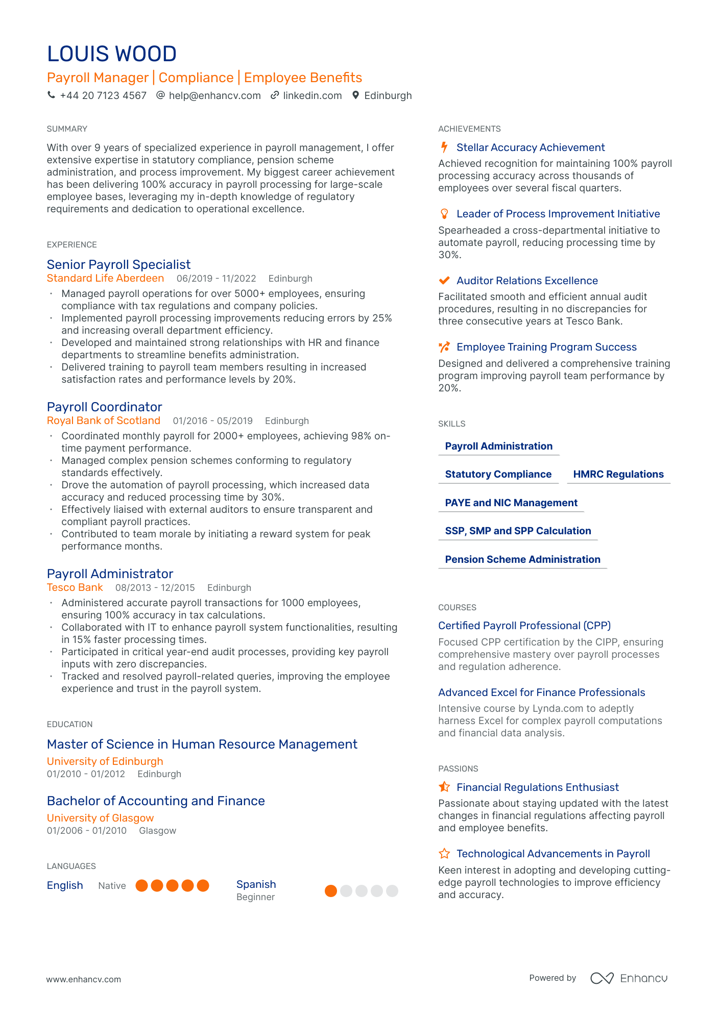 Payroll Manager CV Examples & Guide for 2025