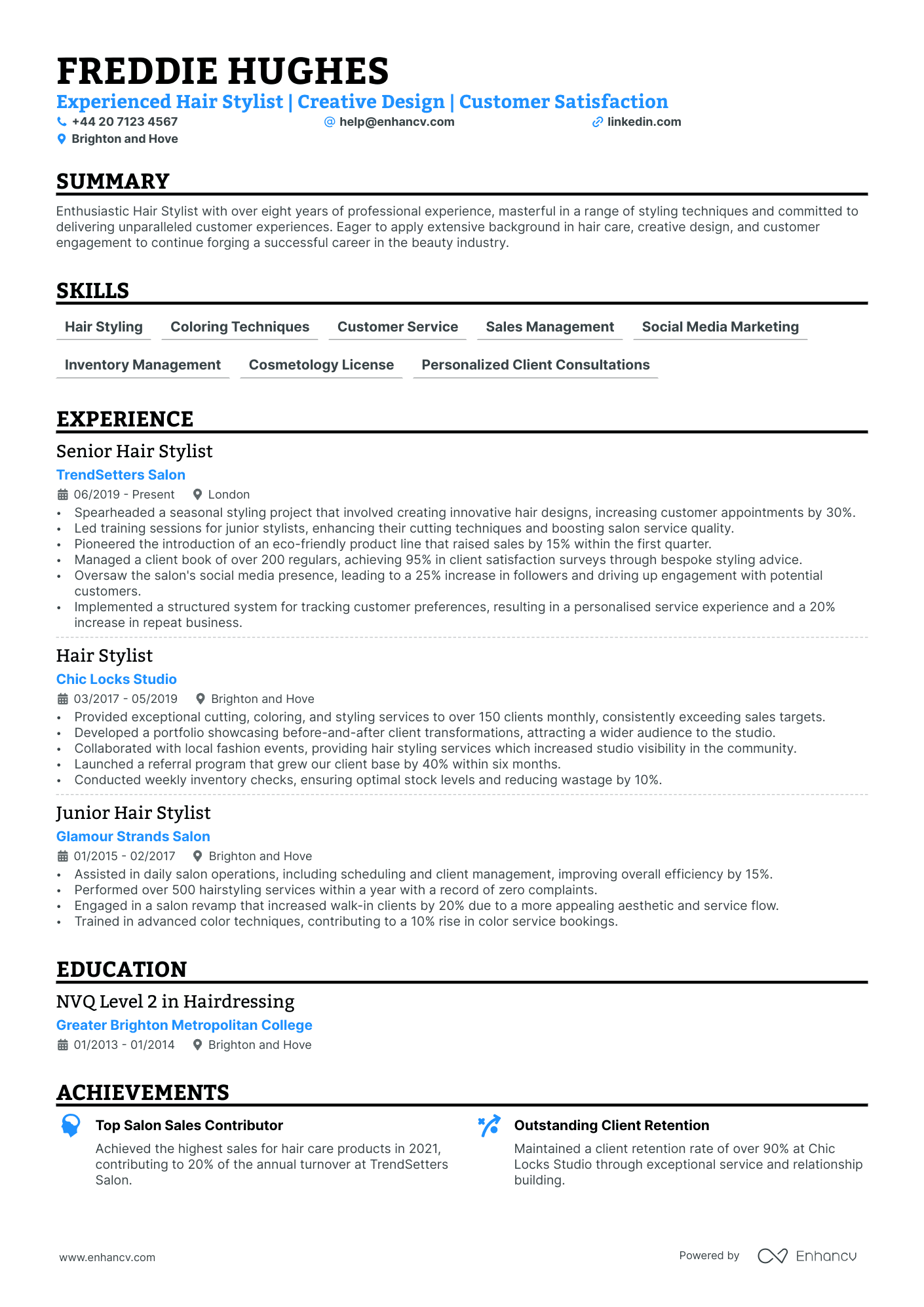 Hair Stylist CV Examples & Guide for 2025