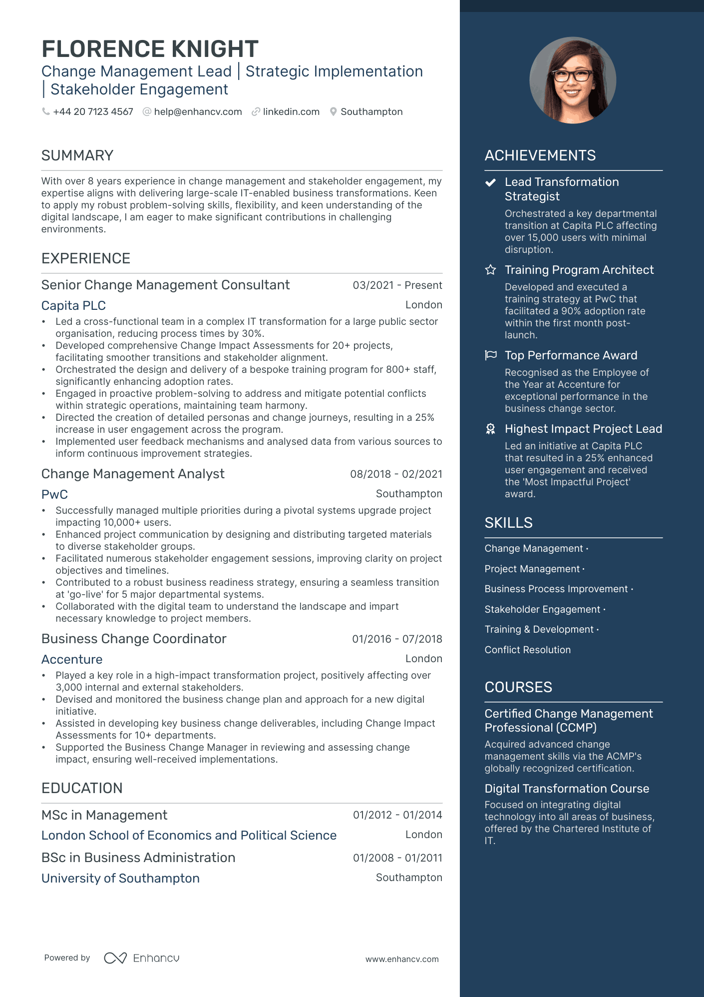 Management Consultant CV Examples & Guide for 2025