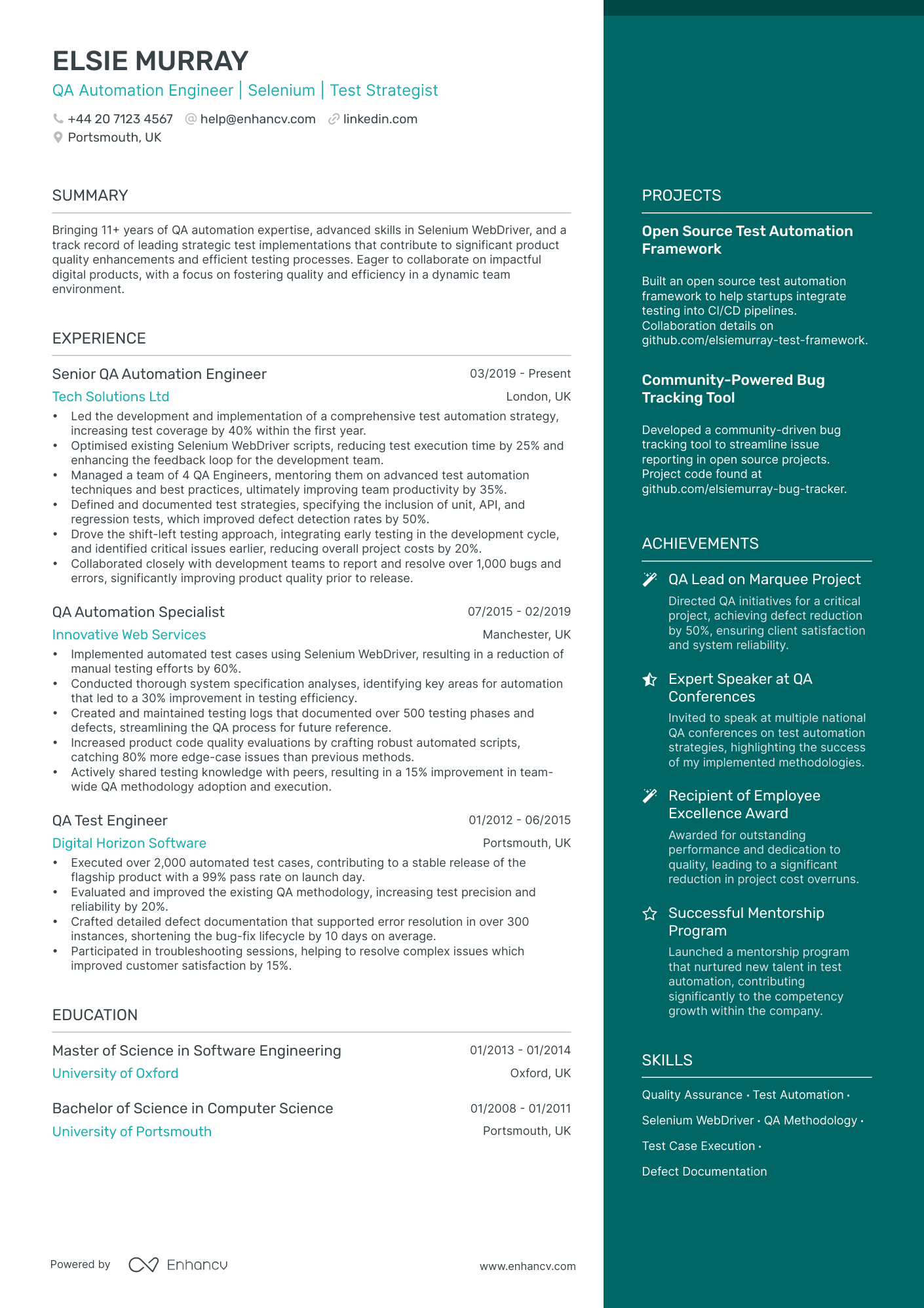 QA Tester CV Examples & Guide for 2025