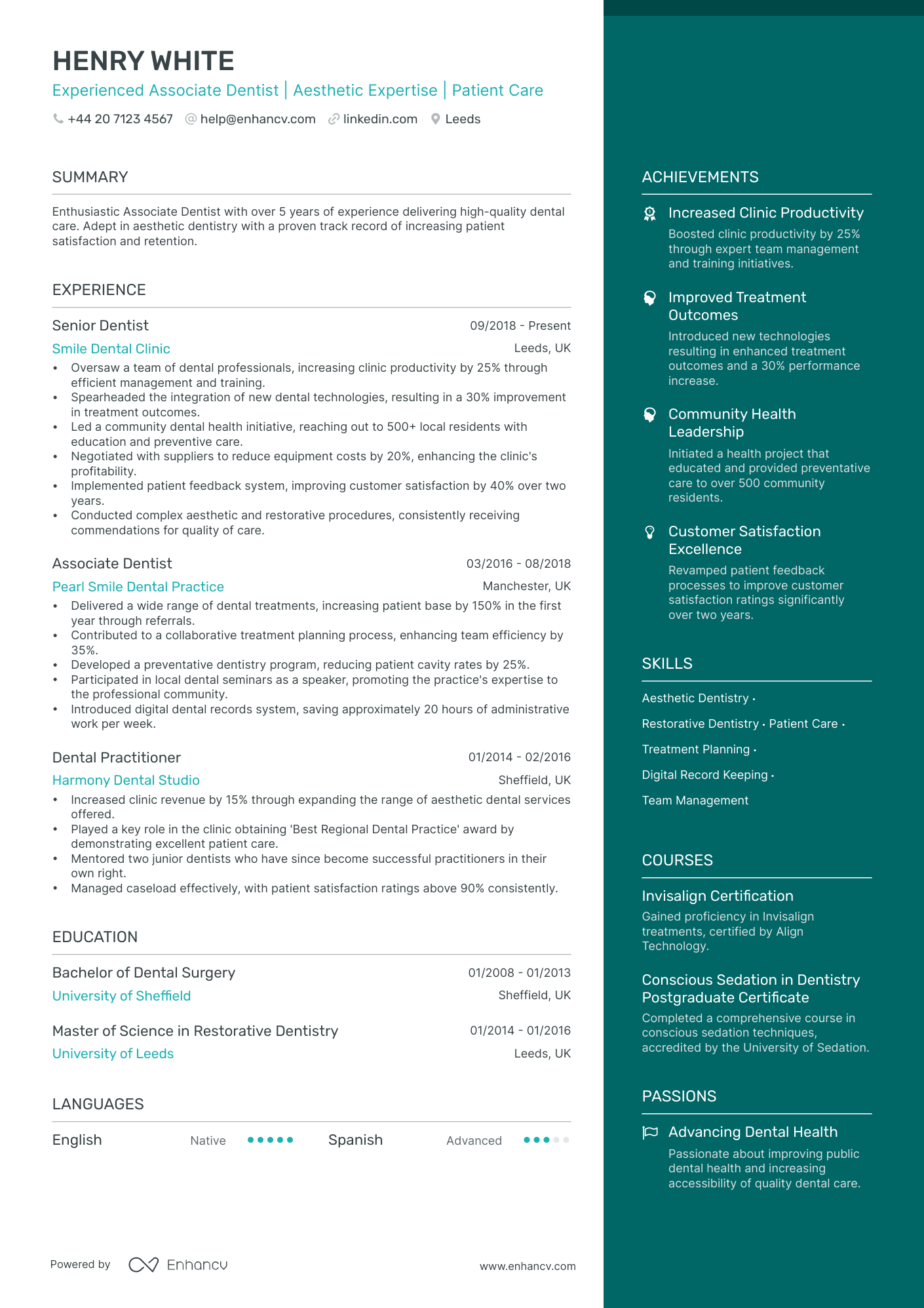 Dentist CV Examples & Guide for 2025