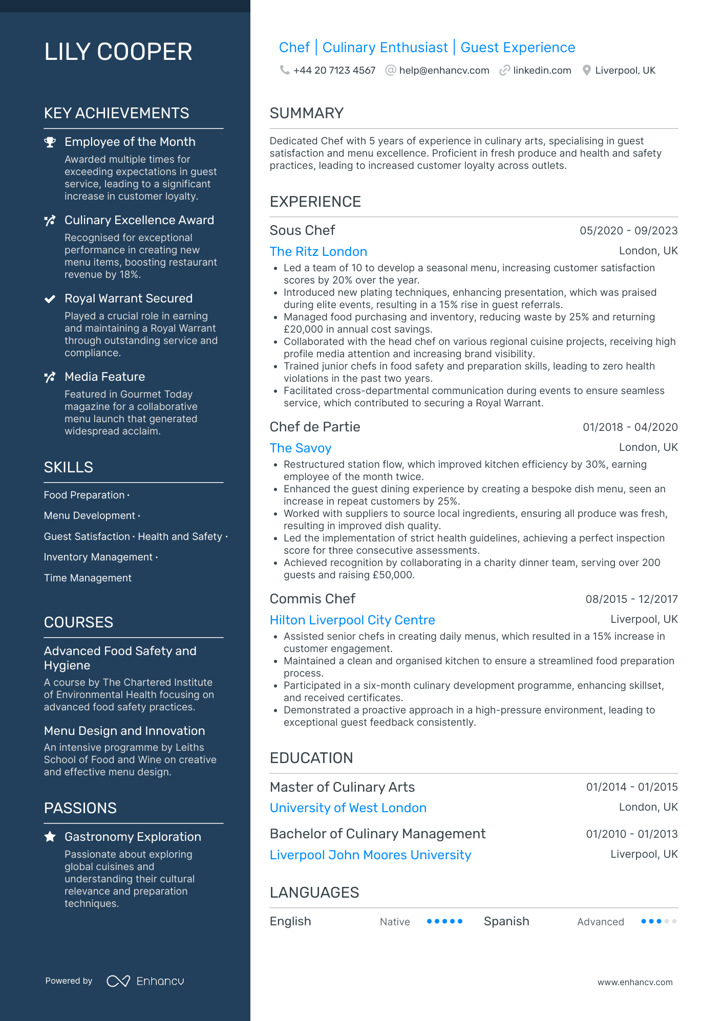 Chef CV Examples & Guide for 2025