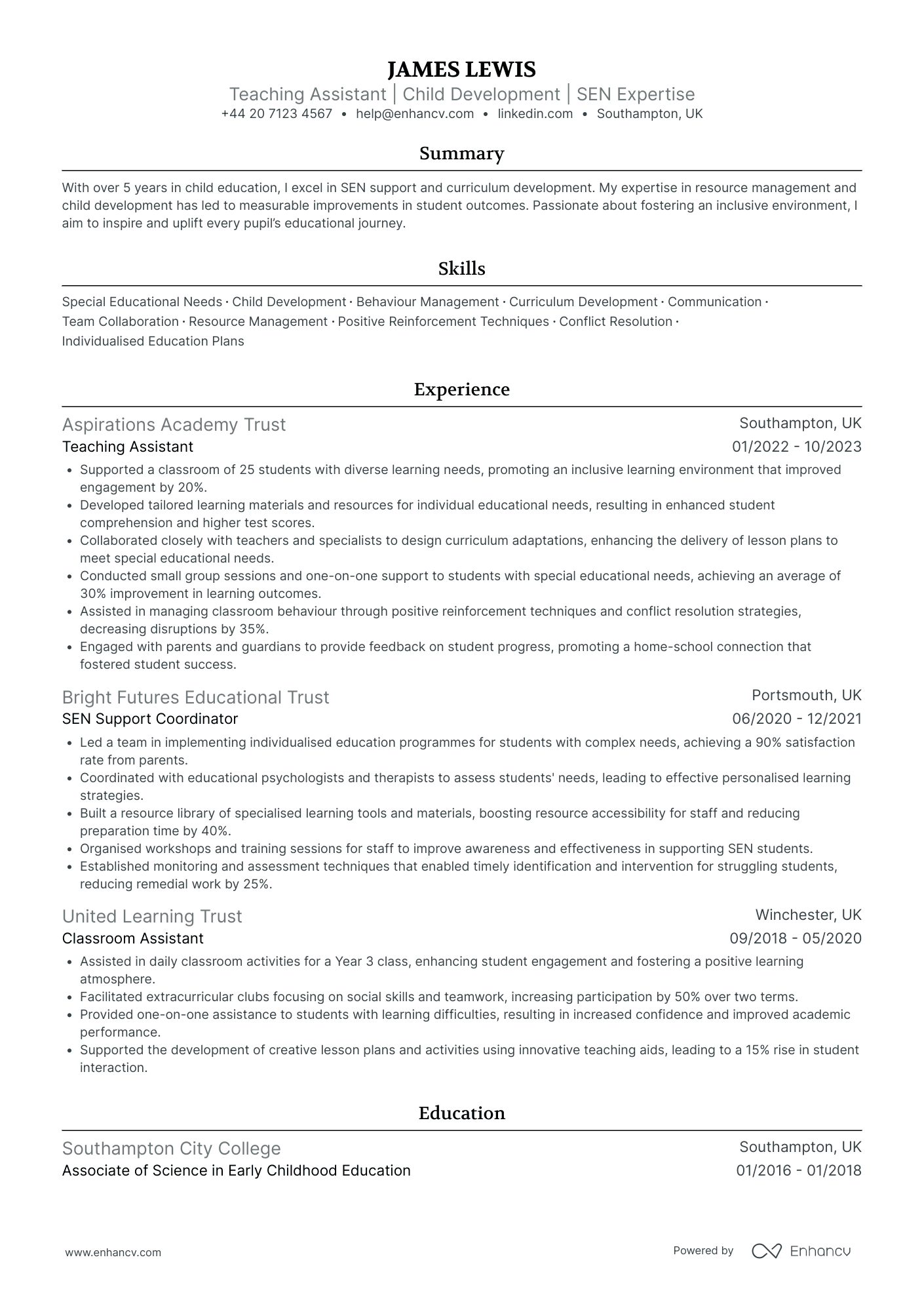 Teacher Assistant CV Examples & Guide for 2026