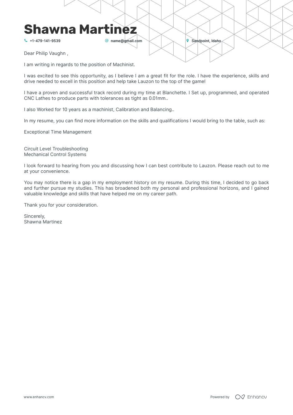 For Your Consideration Letter