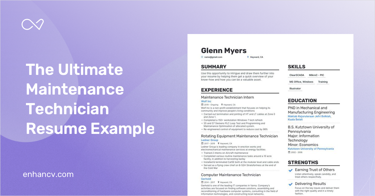 5 Maintenance Technician Resume Examples & Guide for 2023