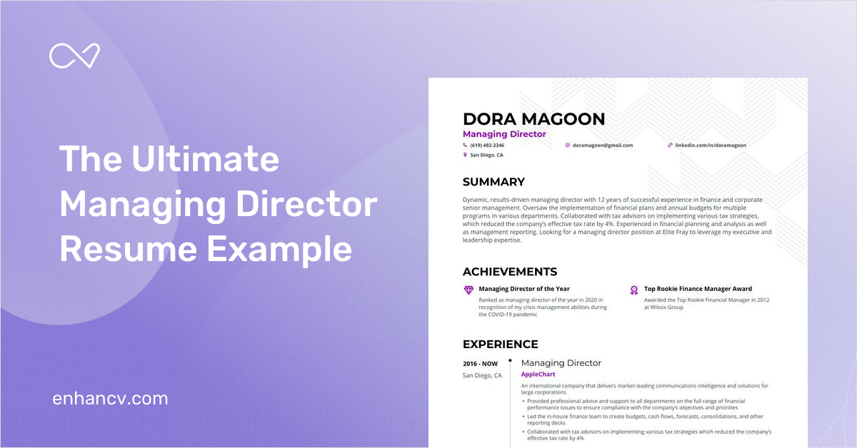 5 Managing Director Resume Examples & Guide for 2023