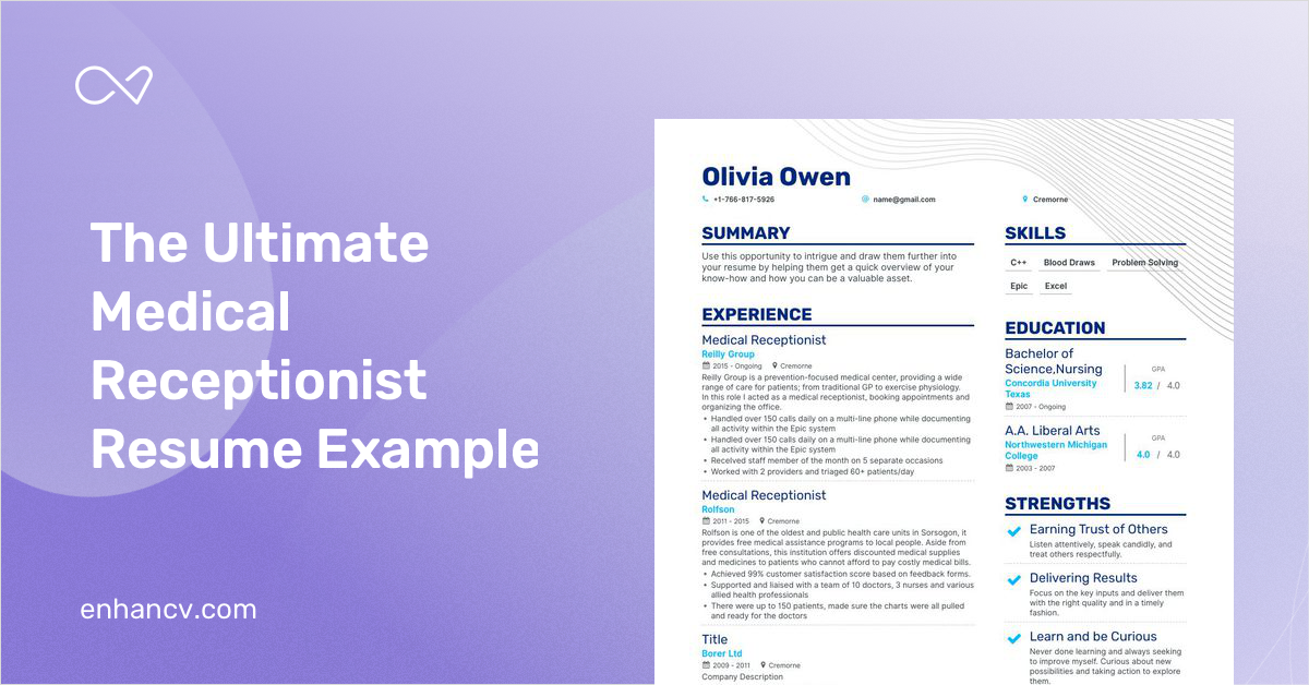 5 Medical Receptionist Resume Examples & Guide for 2024
