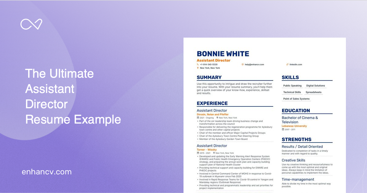 5 Assistant Director Resume Examples Guide For 2023