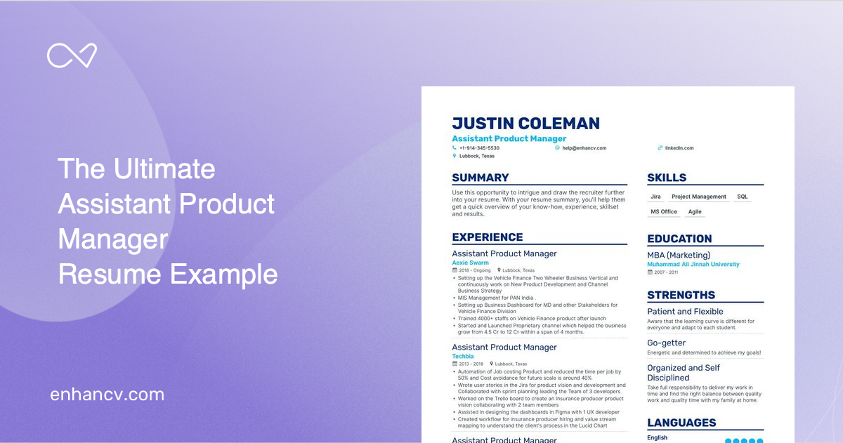 Assistant Product Manager Resume Examples Guide For 2023 Layout 