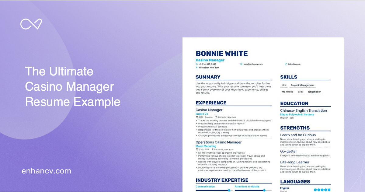 5 Casino Manager Resume Examples & Guide for 2023