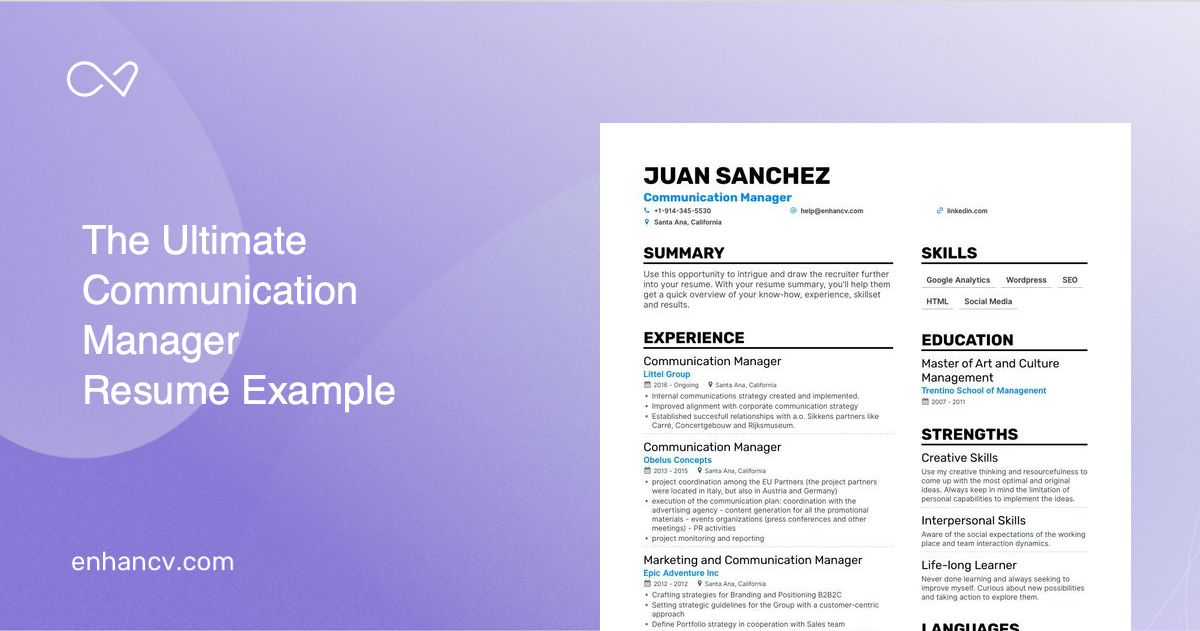 5 Communication Manager Resume Examples & Guide for 2023
