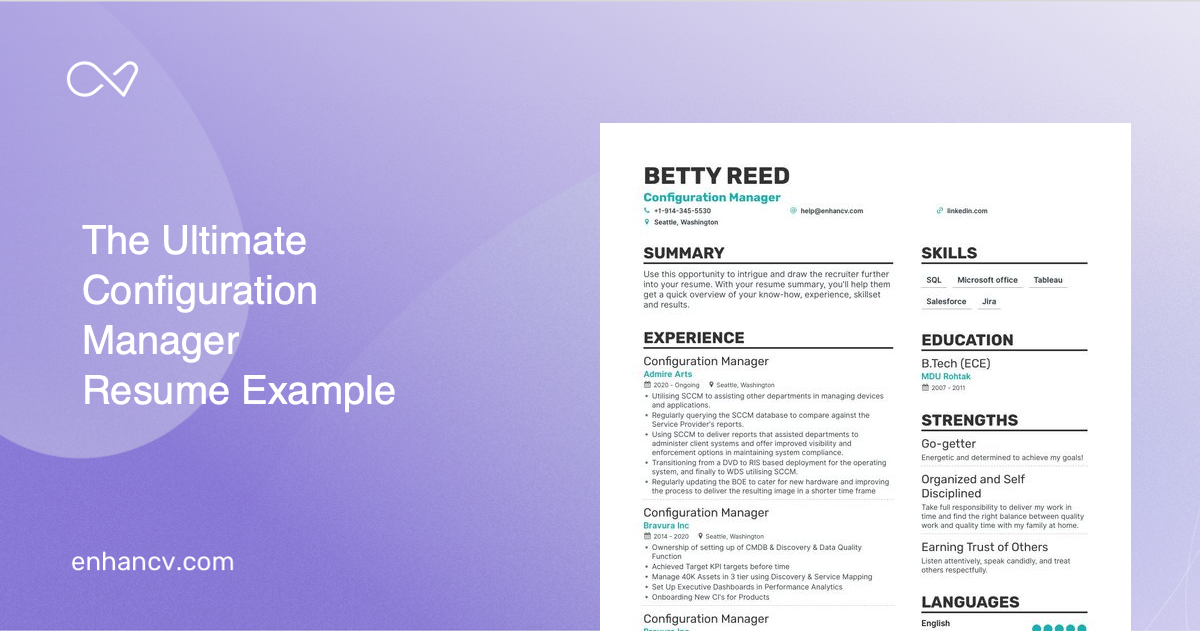 5 Configuration Manager Resume Examples & Guide for 2023