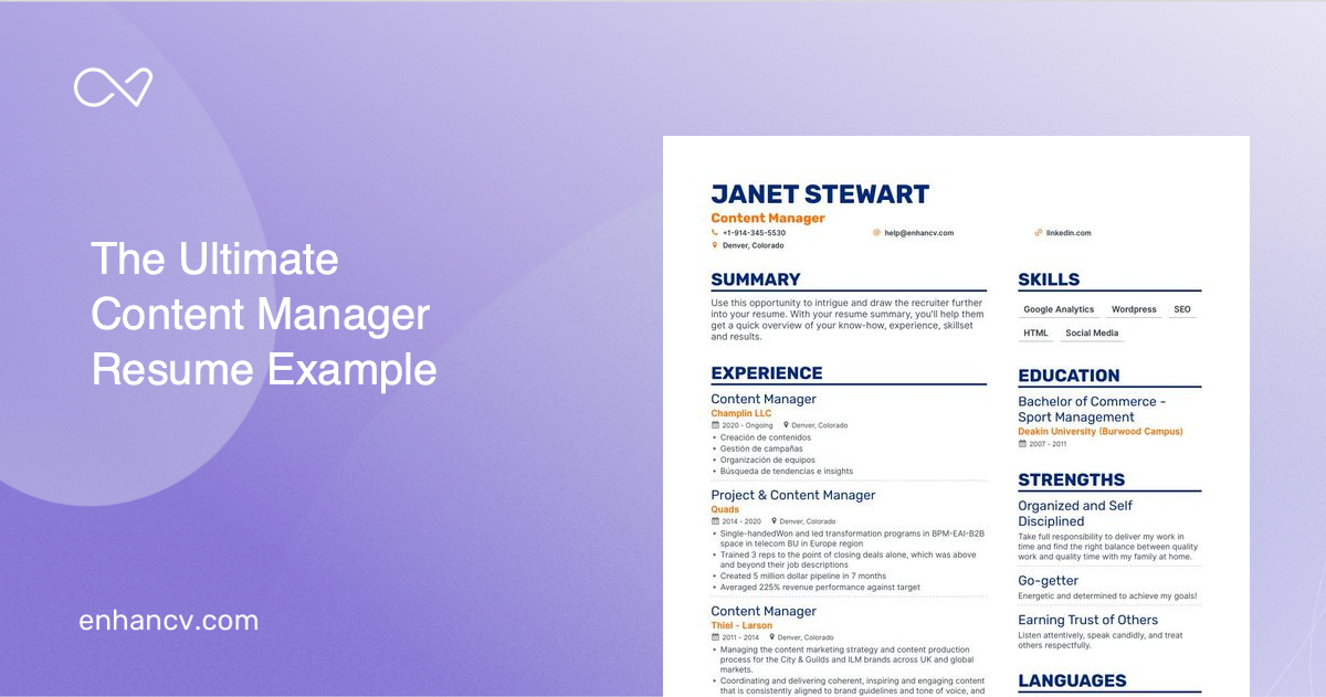 7 Content Manager Resume Examples & Guide for 2023