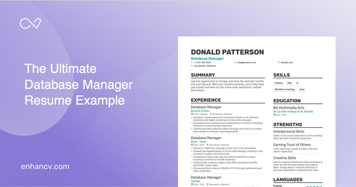 5 Database Manager Resume Examples & Guide for 2023