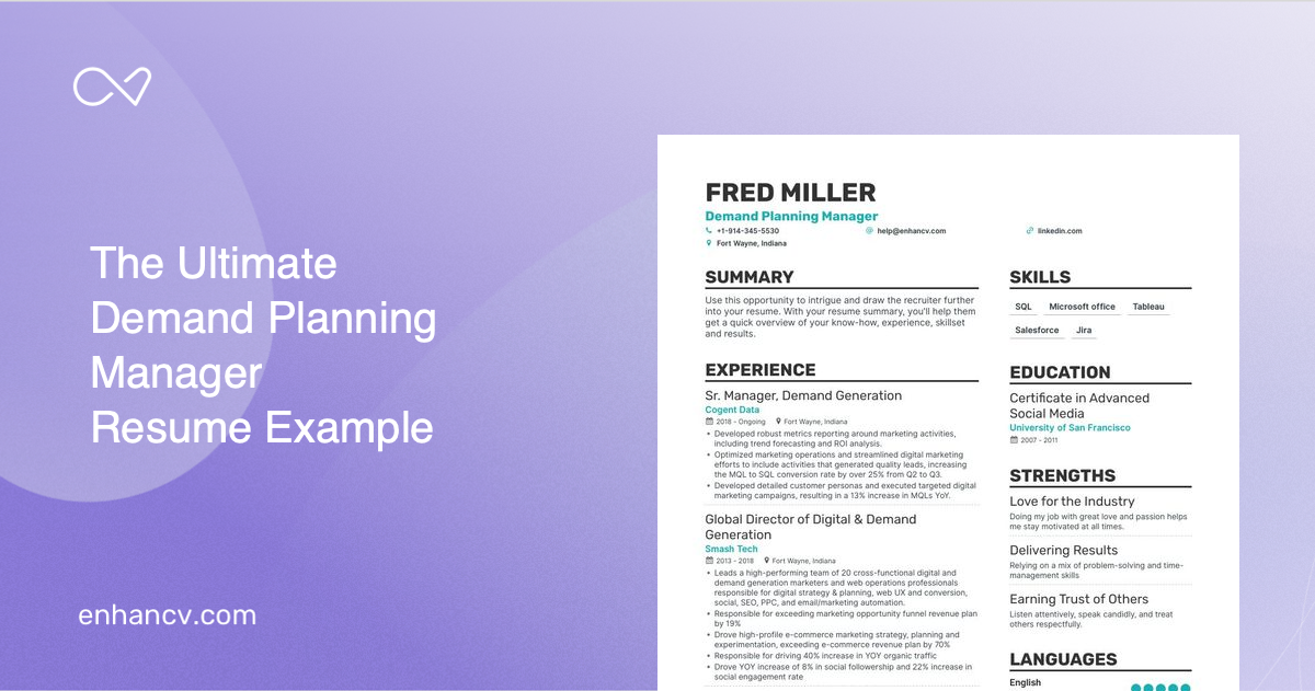 5 Demand Planning Manager Resume Examples & Guide for 2023