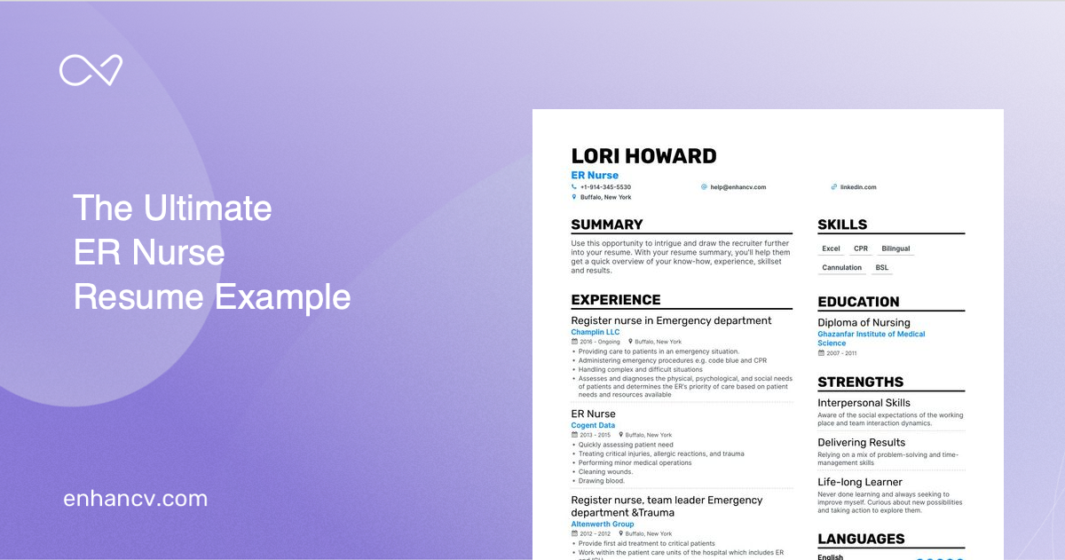 5 ER Nurse Resume Examples & Guide for 2023