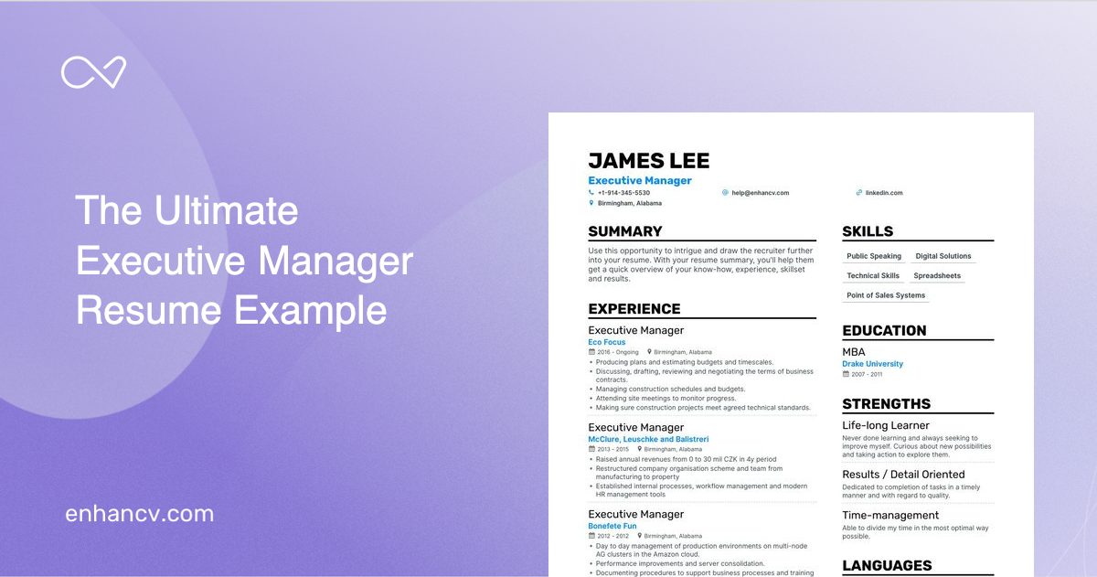 5 Executive Manager Resume Examples & Guide for 2023