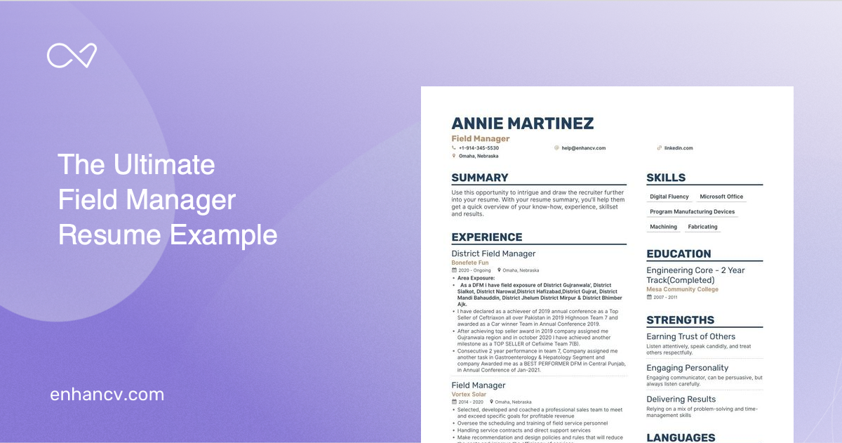 5 Field Manager Resume Examples & Guide for 2023