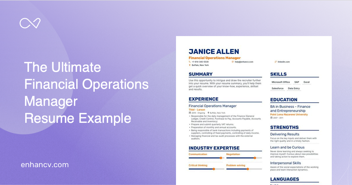 5 Financial Operations Manager Resume Examples & Guide for 2023
