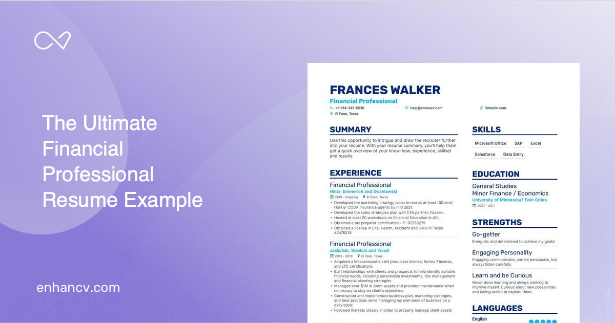 5 Financial Professional Resume Examples Guide For 2023
