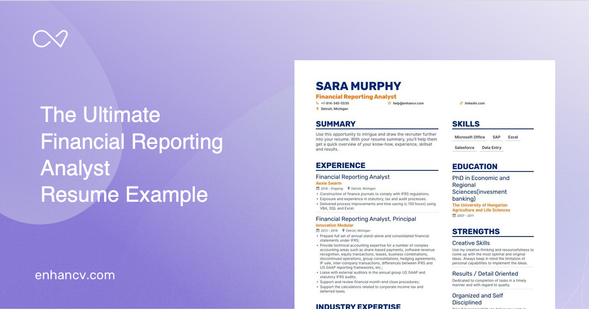 5 Financial Reporting Analyst Resume Examples & Guide for 2023