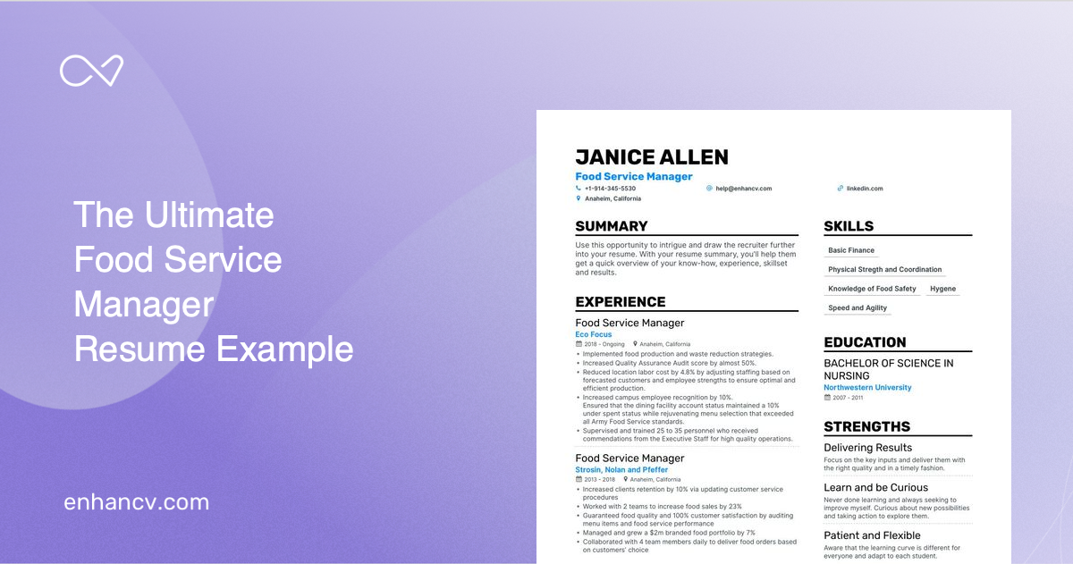 5 Food Service Manager Resume Examples & Guide for 2023