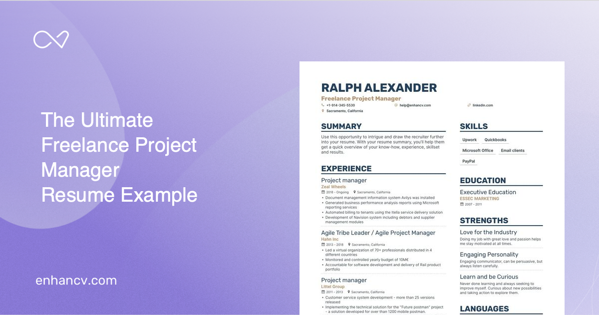 5 Freelance Project Manager Resume Examples & Guide for 2023