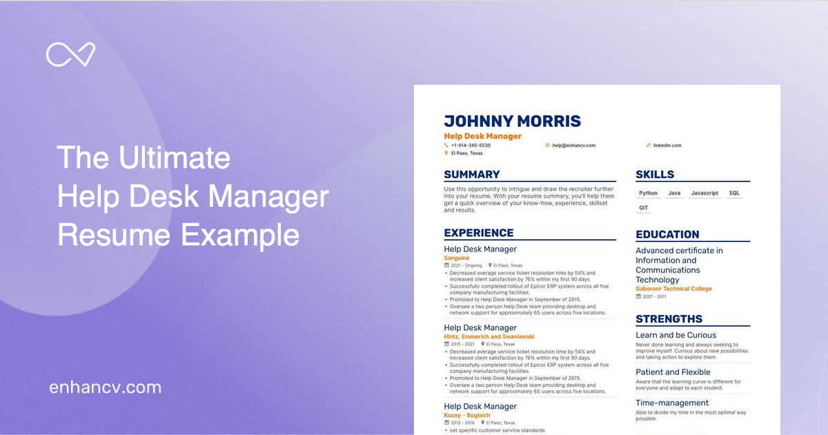 5 Help Desk Manager Resume Examples & Guide for 2024