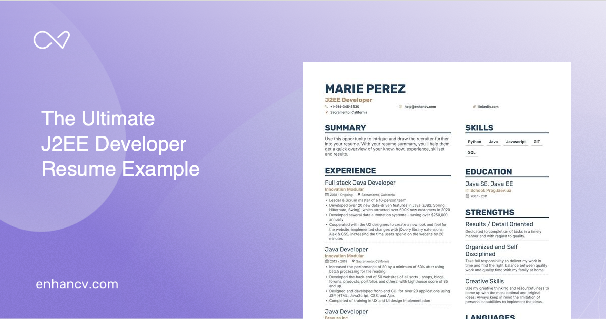 5 J2EE Developer Resume Examples & Guide for 2023