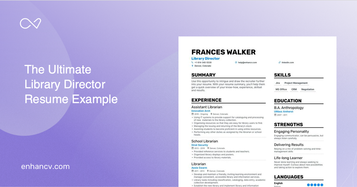 5 Library Director Resume Examples & Guide for 2024