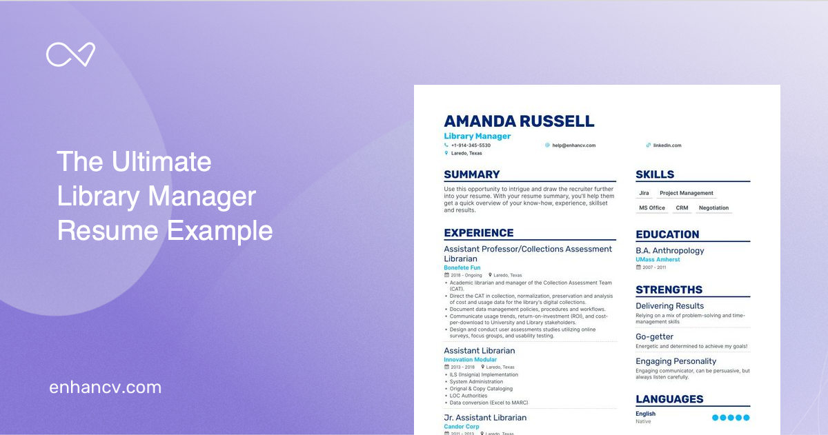 5 Library Manager Resume Examples & Guide for 2023