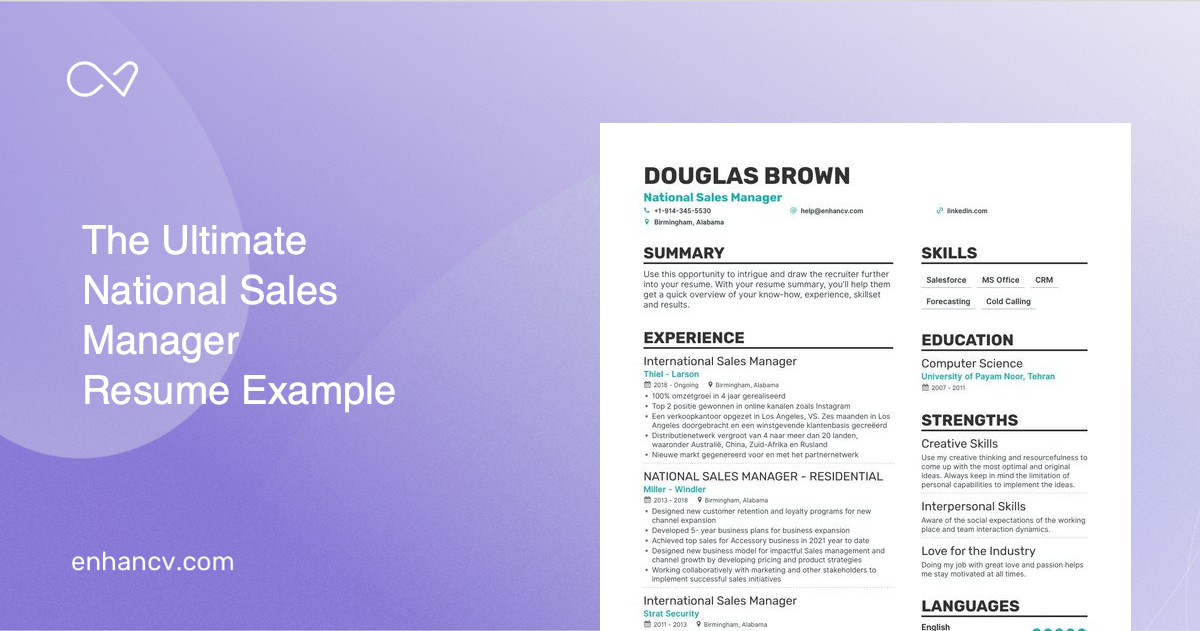 5 National Sales Manager Resume Examples & Guide for 2024