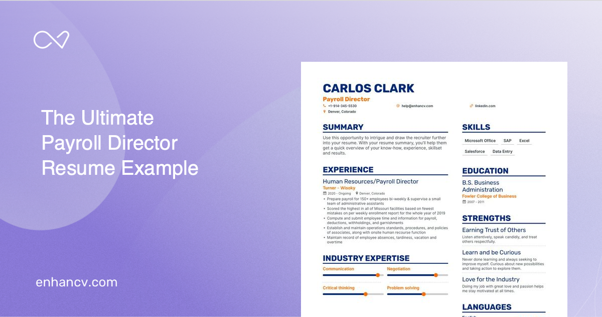 5 Payroll Director Resume Examples & Guide for 2023